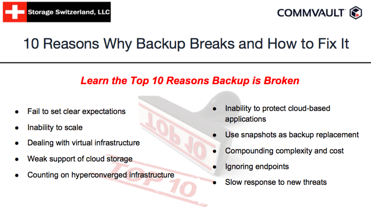 Webinar: 10 Reasons Why Backup Breaks and How to Fix It | StorageSwiss ...